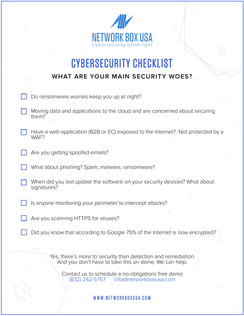 Cybersecurity Checklist Network Box Usa